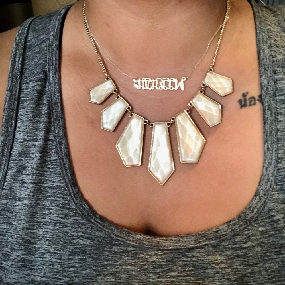 Light Pink Shimmery Stone Necklace - Gem